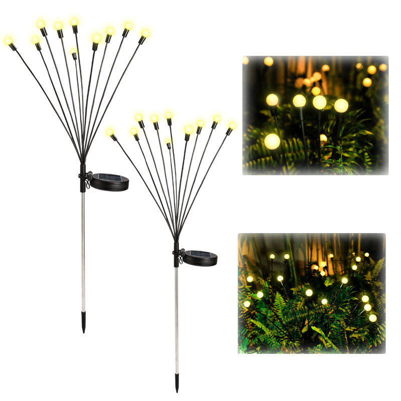HEDAQI Low Voltage Solar Powered Firefly Lights Swaying Garden Lights Pathway Yard Patio | Wayfair